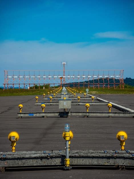 Premium Photo Instrument Landing System At The Beginning Of The Runway