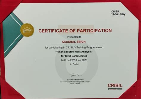 Kaushal Singh On Linkedin Icicibank Crisil Share Training