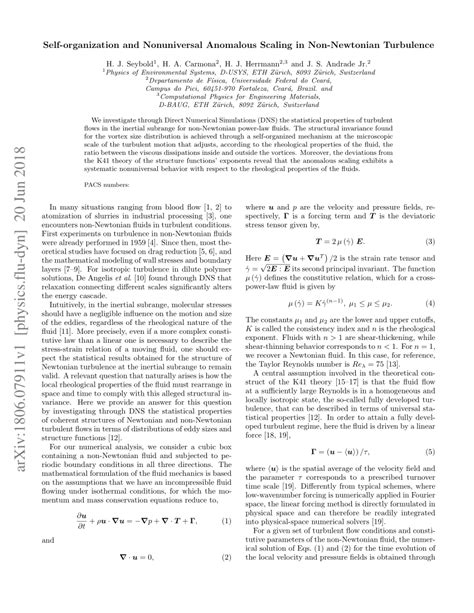 Pdf Self Organization And Nonuniversal Anomalous Scaling In Non Newtonian Turbulence