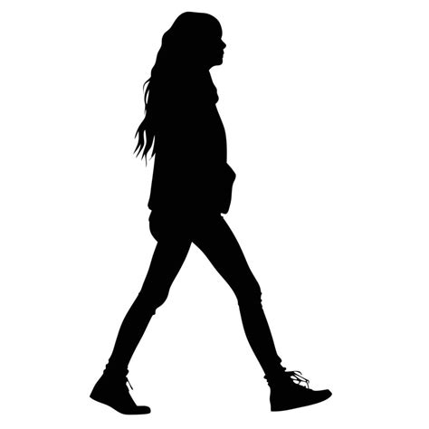 Stylish Woman Silhouette Walking Fashionably In Black And White Urban