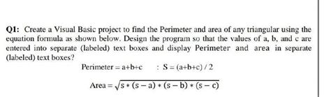 Solved Q Create A Visual Basic Project To Find The Chegg