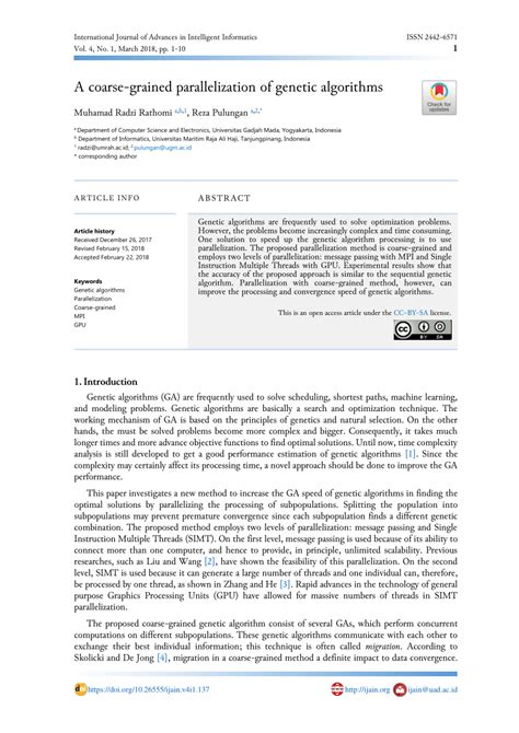 Pdf A Coarse Grained Parallelization Of Genetic Algorithms
