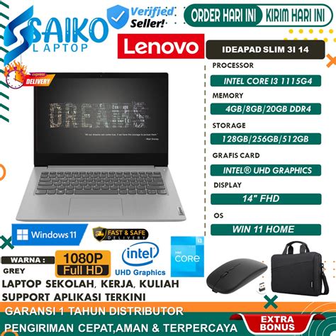 Jual Laptop Lenovo Ideapad Slim I Intel Core I G Gb Gb Fhd Win Home Grey