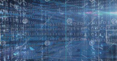 image of binary coding data processing over screens of mosaic squares