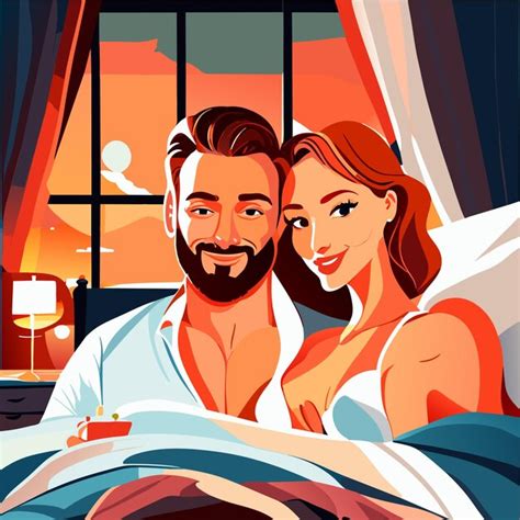 Premium Vector Lovely Couple Posing In Bed