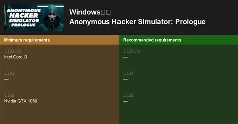 Anonymous Hacker Simulator Prologue系统需求 2025 是否能执行？🎮