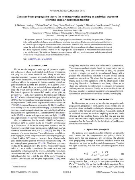 Pdf Gaussian Beam Propagation Theory For Nonlinear …