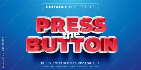 Editable Text Effect In Push Button Style Stock Vector Adobe Stock