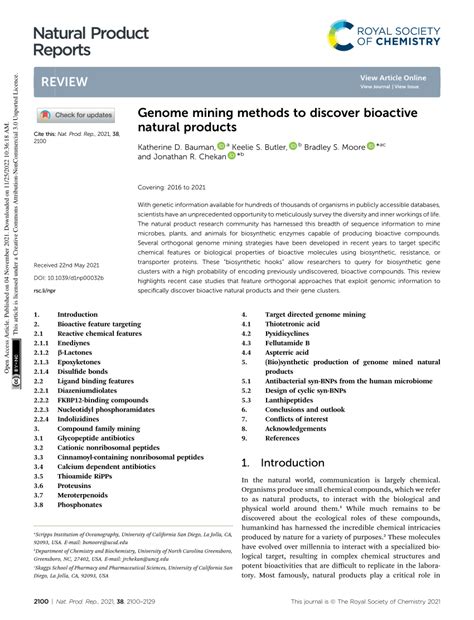 Pdf Genome Mining Methods To Discover Bioactive Natural Products