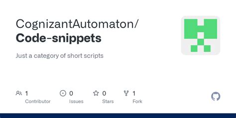 GitHub CognizantAutomaton Code Snippets Just A Category Of Short Scripts