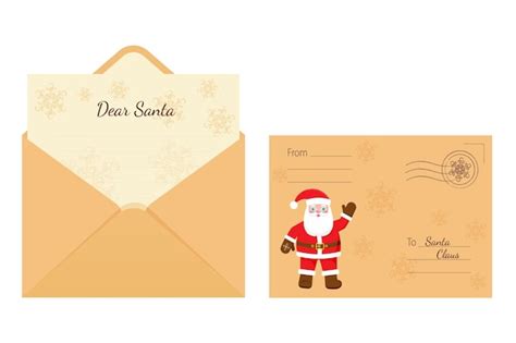 산타클로스 에게 보내는 편지 가 들어 있는 봉투 프리미엄 벡터