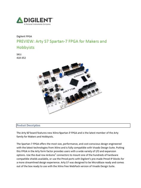 Preview Arty S7 Spartan ‐ 7 Fpga For Makers And Hobbyists Unknown