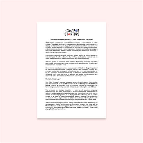 Allied For Startups Position On The Eu Competitiveness Compass