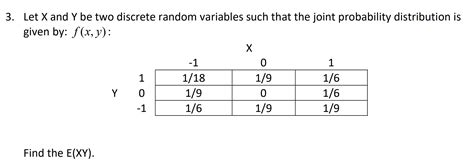 Solved 3 Let X And Y Be Two Discrete Random Variables Such