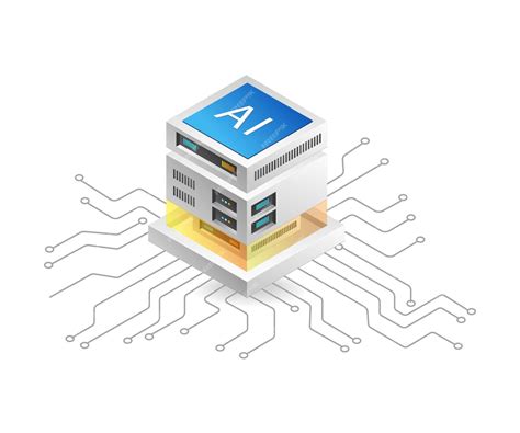 Premium Vector Flat Isometric 3d Illustration Technology Server Artificial Intelligence Chip