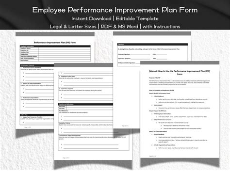 Employee Performance Improvement Plan Form Editable And Printable
