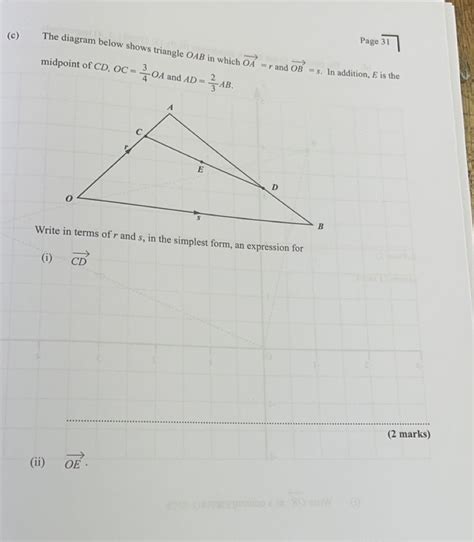 solved page 31 c the diagram below shows triangle oab in which
