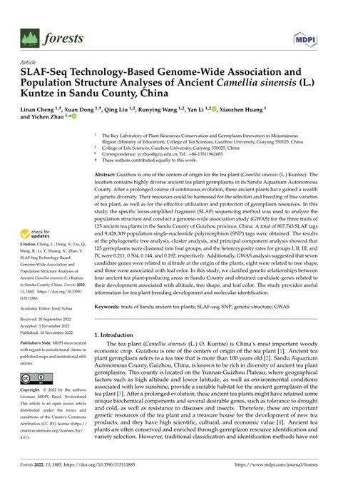 Pdf Slaf Seq Technology Based Genome Wide Association And Population Structure Analyses Of