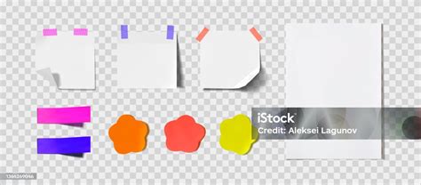 컬러풀하고 흰색 종이 조각 스티커 메모 노트의 벡터 세트는 빛에 격리 0명에 대한 스톡 벡터 아트 및 기타 이미지 0명 3차원 형태 개체 그룹 Istock