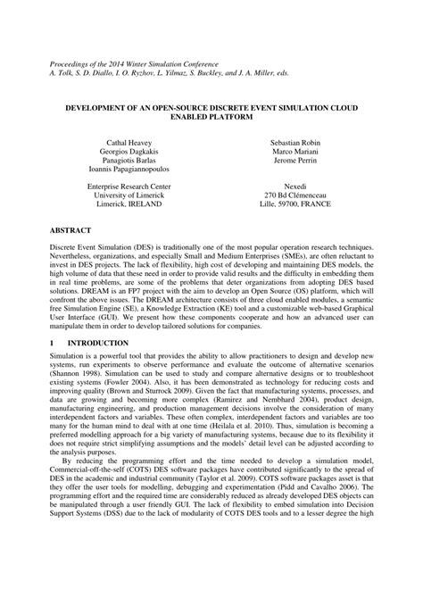 Pdf Development Of An Open Source Discrete Event Simulation Cloud