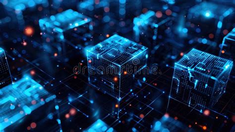 Cube Technology On Converging Point Of Circuit Stock Illustration
