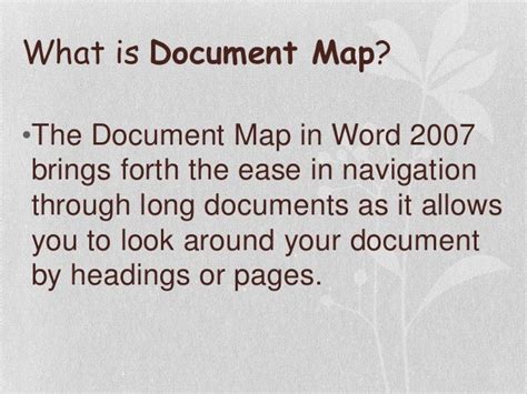 learn how to use document map in word 2007