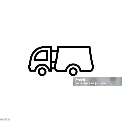 앱 Ui 웹 사이트에 대한 평면 스타일 벡터에서 큰 트럭 라인 아이콘 검은 색 아이콘 벡터 일러스트레이션 검은색에 대한 스톡 벡터 아트 및 기타 이미지 Istock