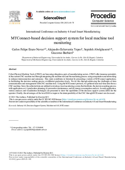 pdf mtconnect based decision support system for local machine tool