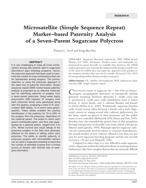 Pdf Microsatellite Simple Sequence Repeat Marker Based Paternity