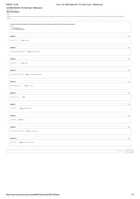 Quiz AC S06 Week 06 Pre Task Quiz Weekly Quizxd Utp Edu Courses 655873 Quizzes 3861162