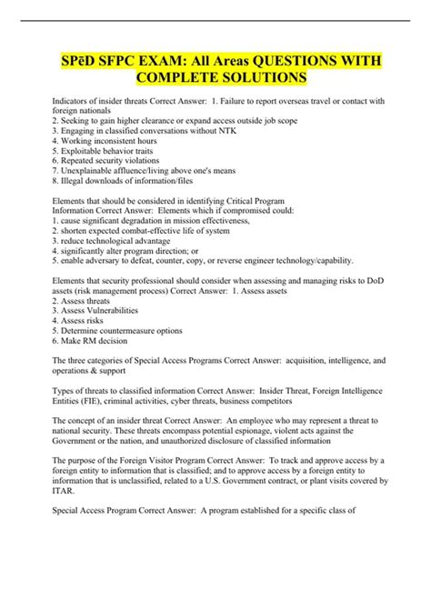 Spēd Sfpc Exam All Areas Questions With Complete Solutions Sfpc Stuvia Us