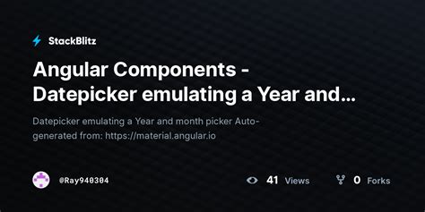 Angular Components Datepicker Emulating A Year And Month Picker Stackblitz