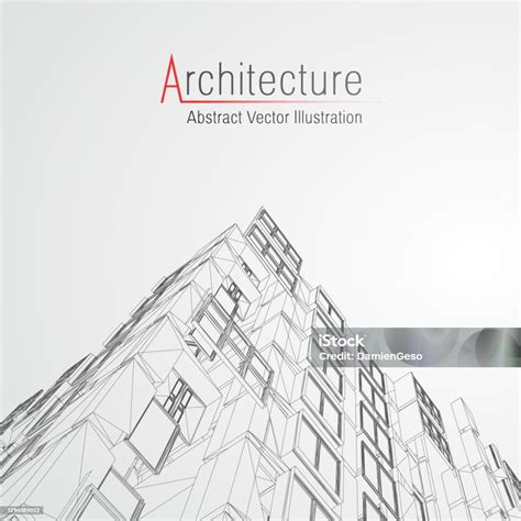 아키텍처 라인 배경입니다 건물 구성 스케치 벡터 추상화 현대 도시 3d 프로젝트 기술 기하학적 그리드 와이어 블루프린트 하우스