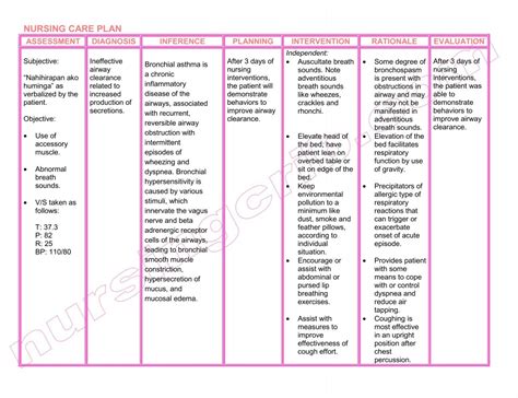 Nursing Care Plan Bronchial Asthma Nursing Crib