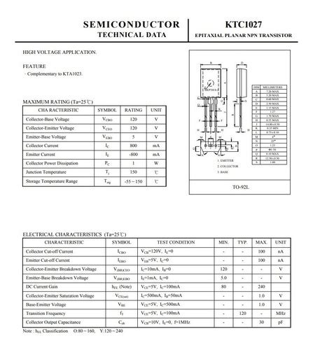 2x Transistores Npn To 92l C1027 Ktc1027 2sc1027 Parcelamento Sem Juros