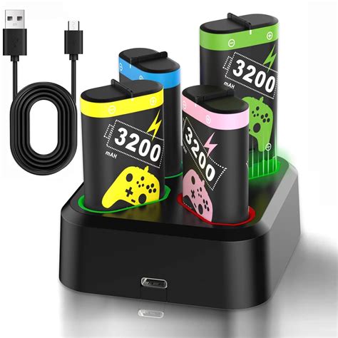 4 Pack 3200mah 4 X 7680mwh Xbox Controller Rechargeable Battery Packs