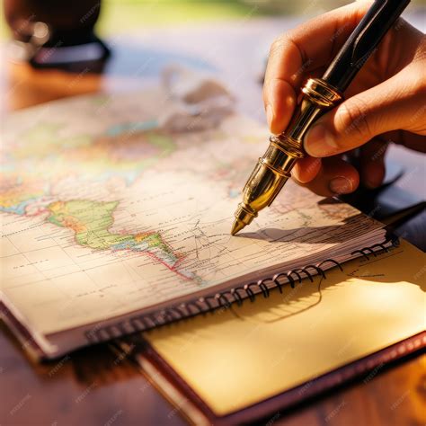 Premium Ai Image A Person Marking A Map With A Pen