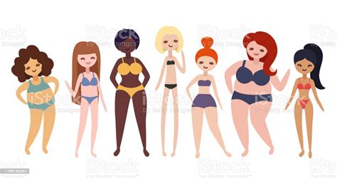 Various Body Shapes Vector Illustration Happy And Beautiful Body