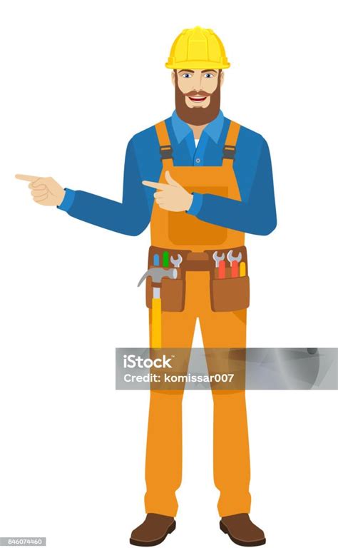 두 개의 인덱스 손가락 가리키는입니다 어딘가에 보여주는 작업자 가리키기에 대한 스톡 벡터 아트 및 기타 이미지 가리키기 건설 산업 건설업자 Istock