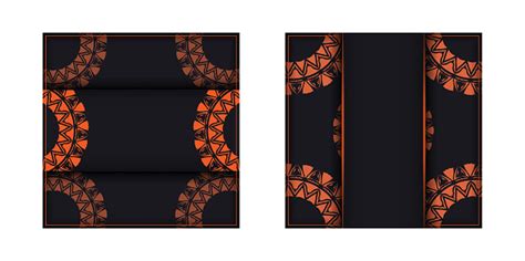 오렌지 장식이있는 검은 색의 인쇄 디자인 엽서를위한 고급스러운 템플릿 텍스트 및 빈티지 패턴에 대한 장소와 초대 준비 0명에 대한 스톡 벡터 아트 및 기타 이미지 Istock