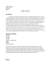 Buffer And PH Docx Stella Oludayo Biol 360 Lab 4 Buffers And PH Introduction This Experiment