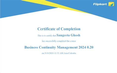 Sangeeta Ghosh On Linkedin Completing The Certification Of Business Continuity Management