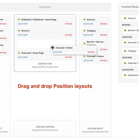 OpenCart Visual Layouts Drag And Drop Module Layout Editor
