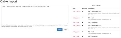 251 Import Of Cables From Csv Looks For Data Not Required When Added