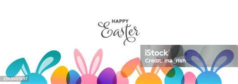 현대 다채로운 부활절 토끼 컨셉 디자인 토끼와 부활절 달걀 벡터 일러스트 레이 션과 행복 한 부활절 배경 프레임에 대한 스톡 벡터 아트 및 기타 이미지 Istock