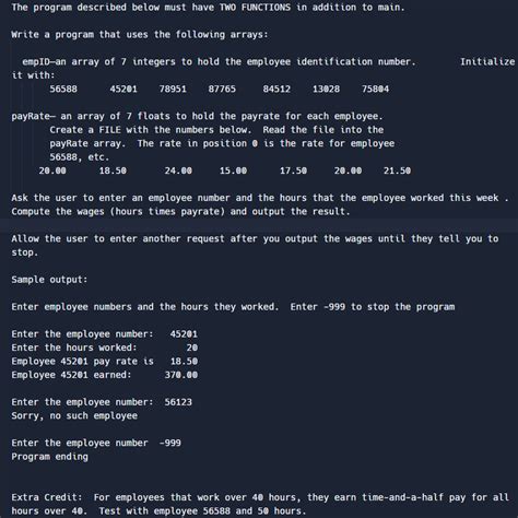 Solved Write A Program That Uses The Following Arrays Ask Chegg