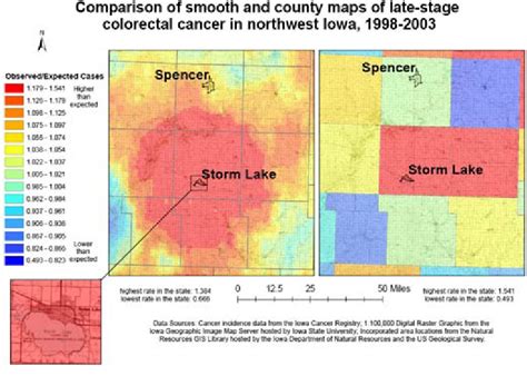 example of map and explanatory information to illustrate the comparison