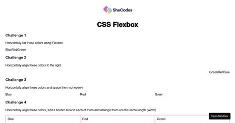Css Flexbox Challenge Forked Codesandbox