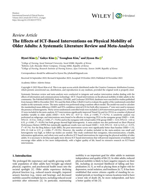 Pdf The Effects Of Ict Based Interventions On Physical Mobility Of