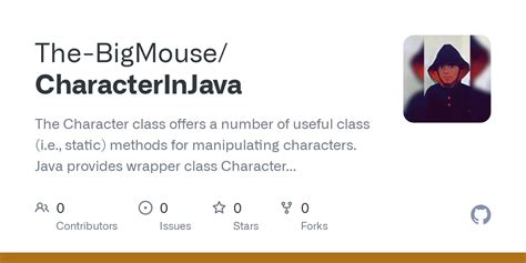 GitHub The BigMouse CharacterInJava The Character Class Offers A Number Of Useful Class I E